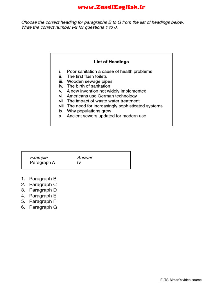 4-Parargraph-headings-worksheet-4-(Zandi-English) | PDF | Sanitary ...