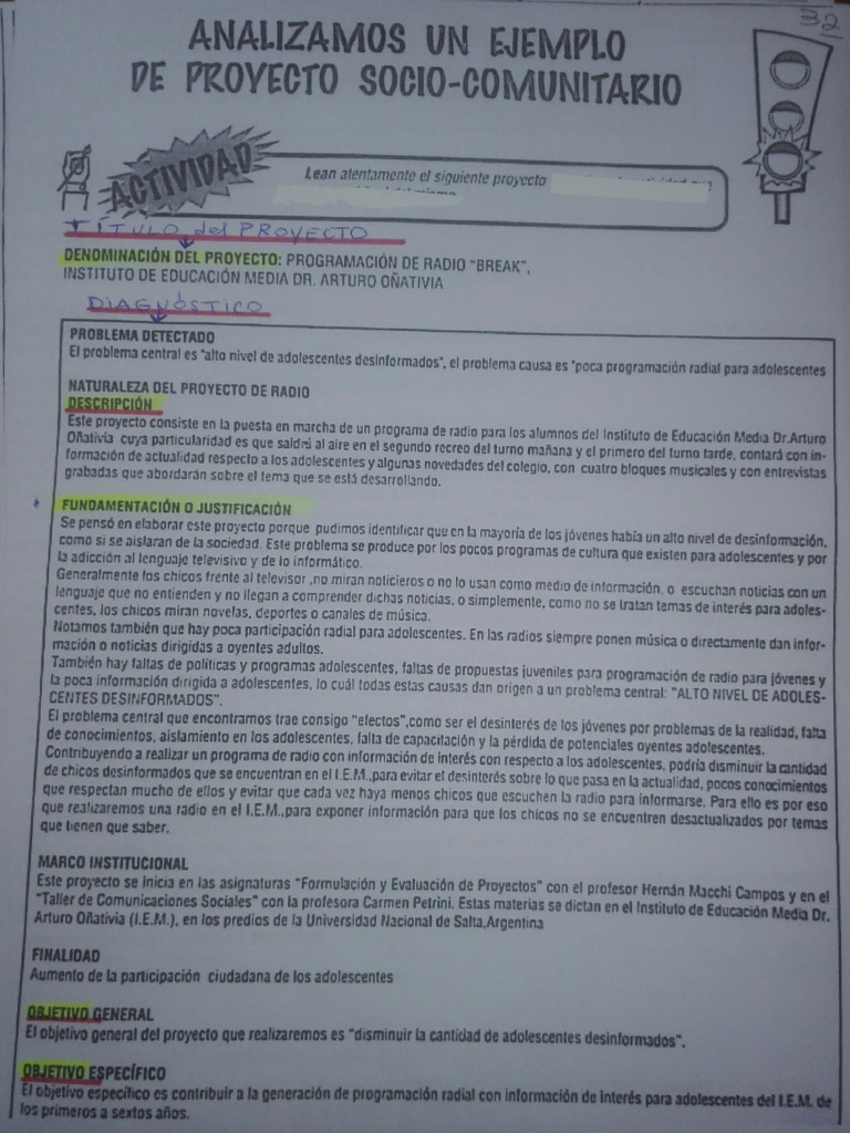Analizamos Un Ejemplo de Proyecto Socio Comunitario | PDF