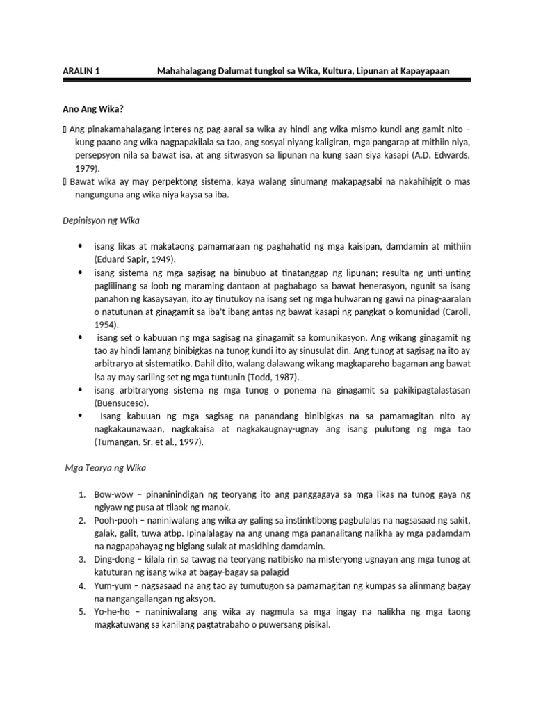 Lesson 1 Lecture Notes Fil 101 | PDF