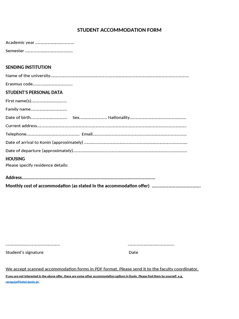 Accommodation Form 2024 | PDF