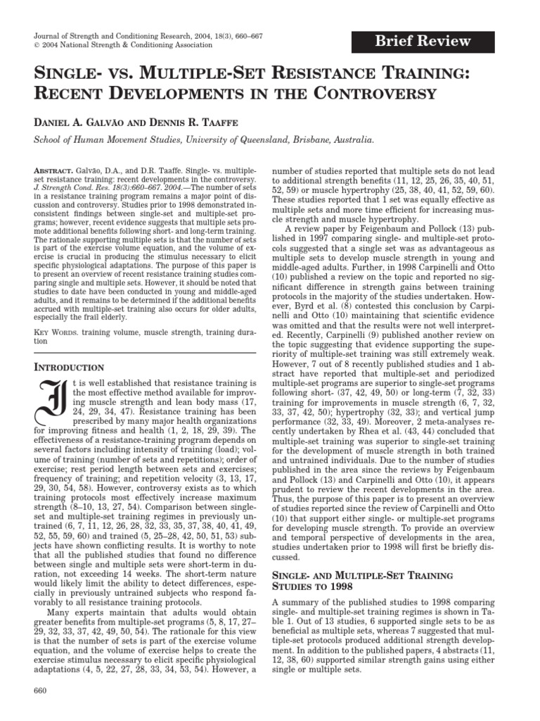 Single - vs. Multiple-Set Resistance Training - Recent Developments in ...