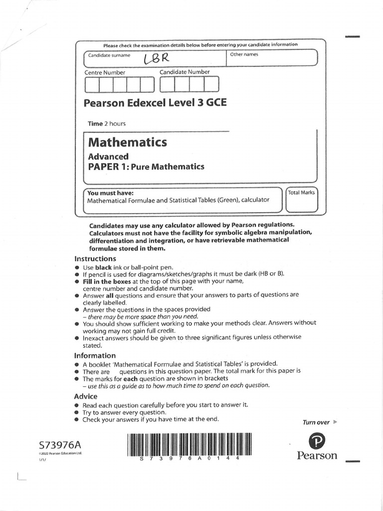 BSAK A Level Pure Mock May 2023 - Solutions | PDF