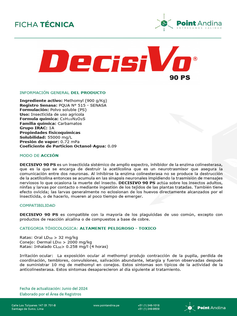 Decisivo-90-Ps Ficha Tecnica | PDF | Acetilcolina | Insecticida