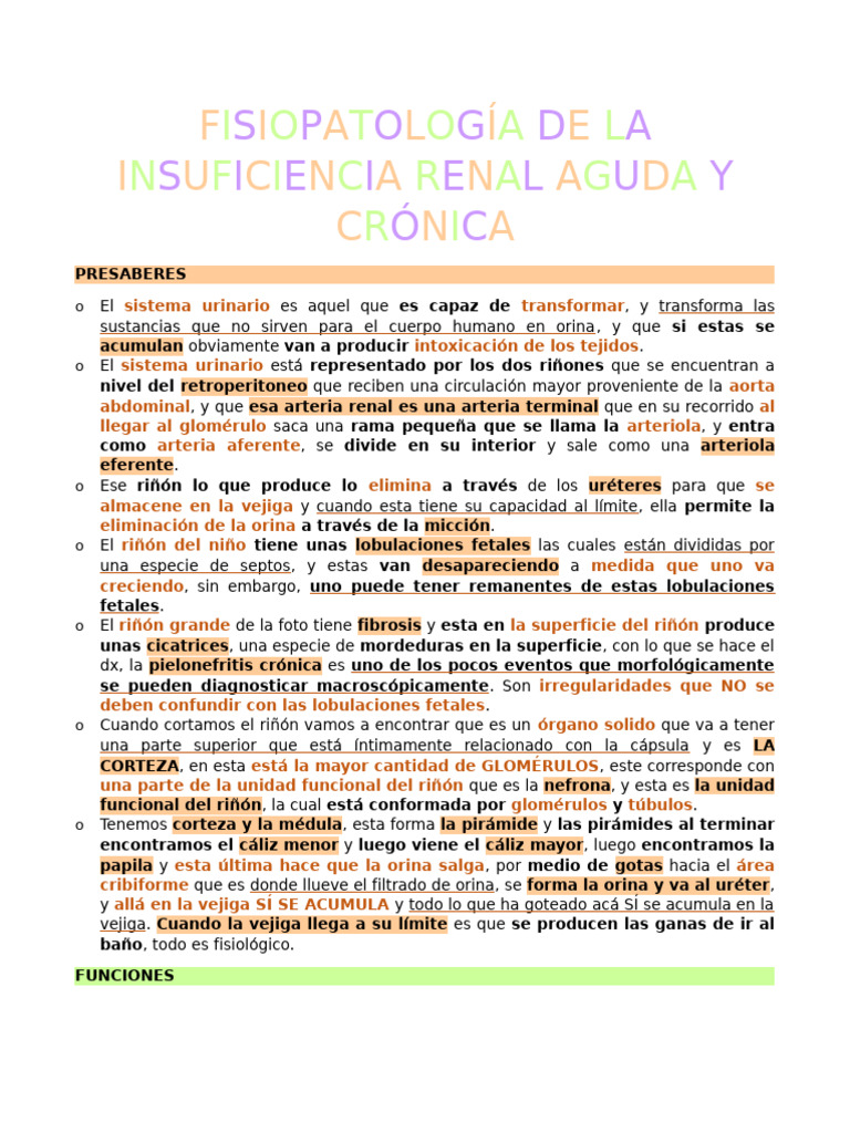 Fisiopatología de La Insuficiencia Renal Aguda y Crónica | PDF | Riñón | Edema