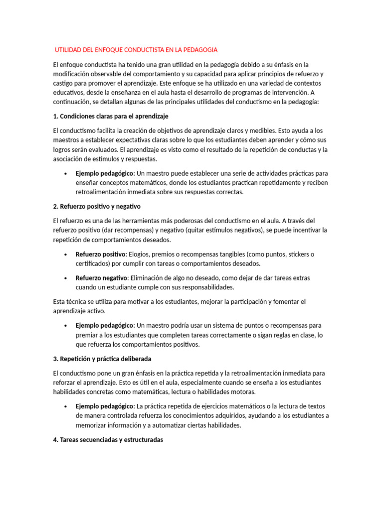 Enfoque Conductista | PDF | Behaviorismo | Condicionamiento clásico