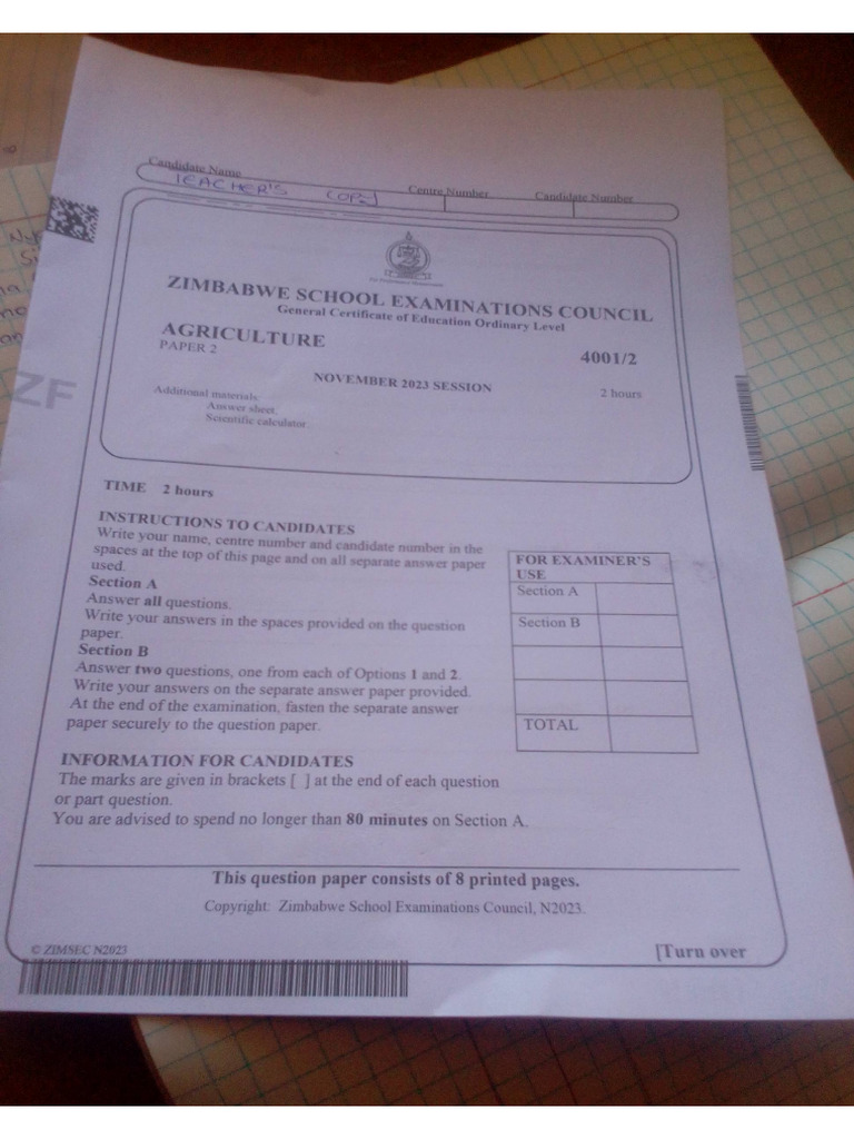 Zimsec Agric 2023 Ppr2 | PDF