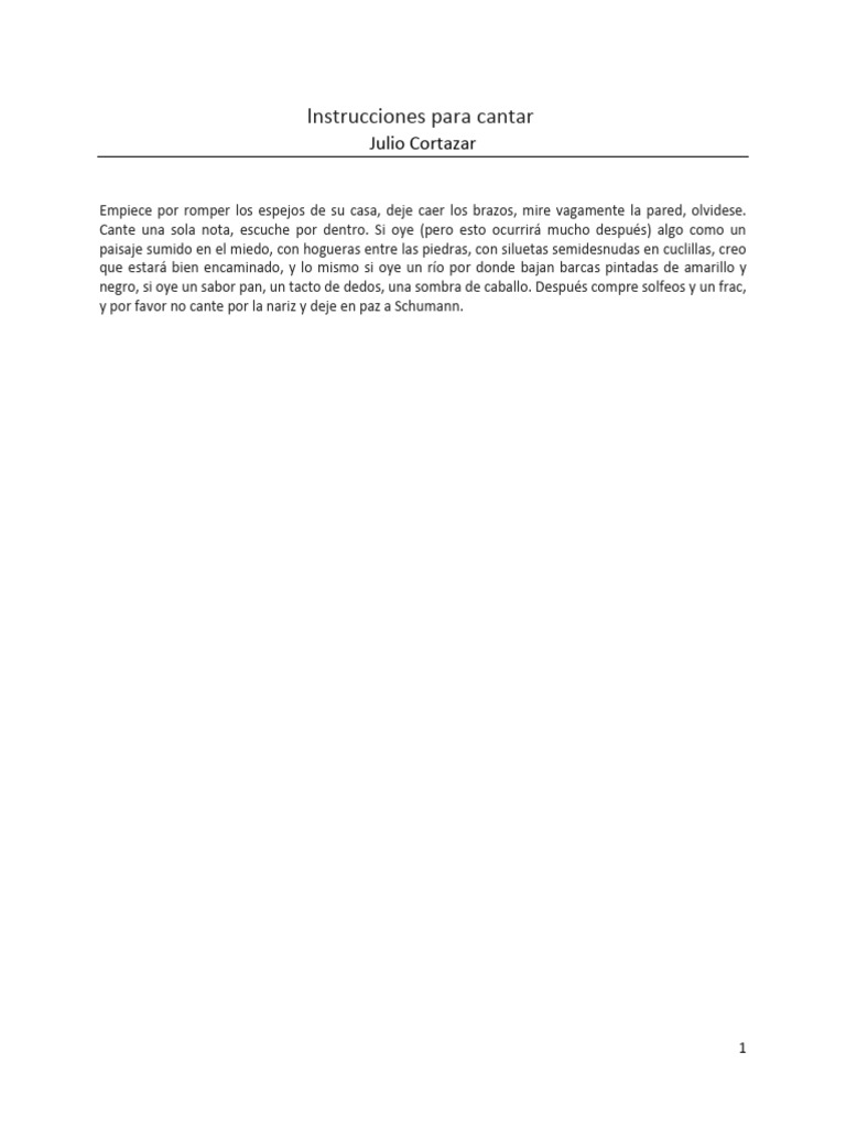 Instrucciones para Cantar | PDF