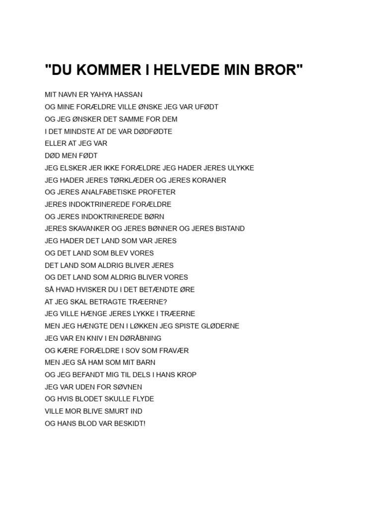 Du Kommer I Helvede Min Bror | PDF