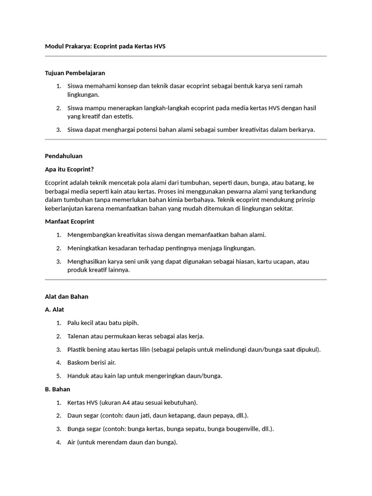 Langkah-Langkah Ecoprint Kertas HVS | PDF
