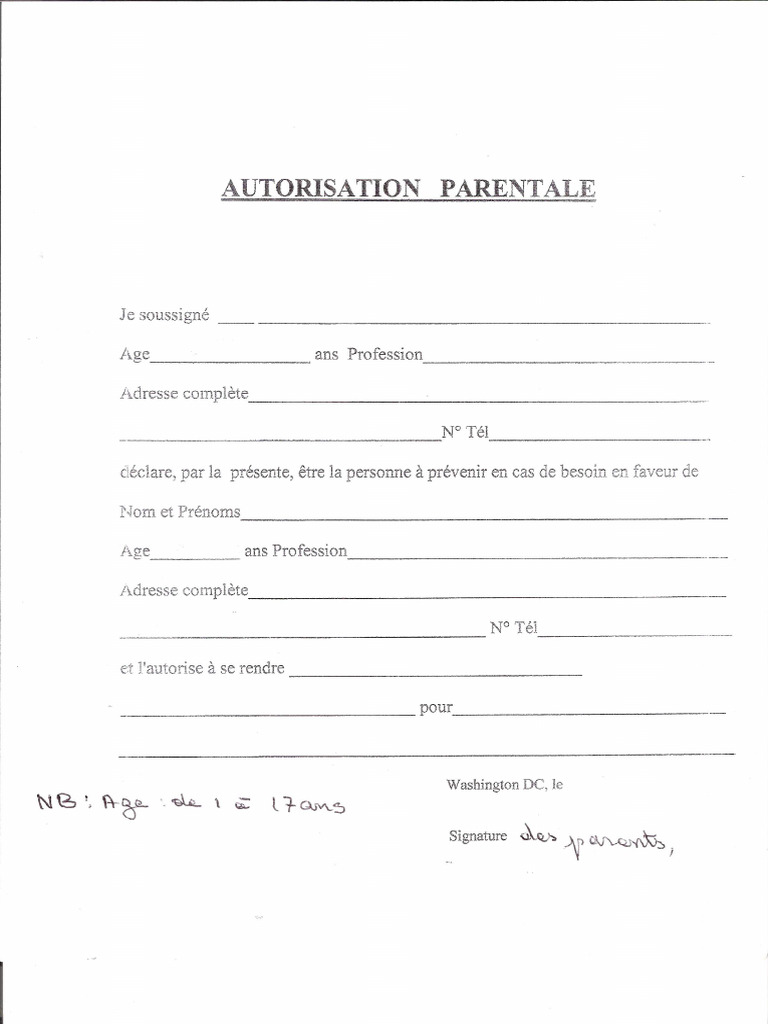 Togo Autorisation Parentale | PDF