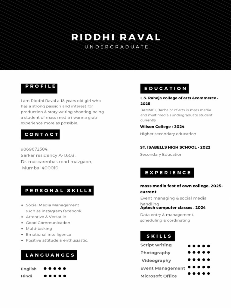 Riddhi Raval CV | PDF