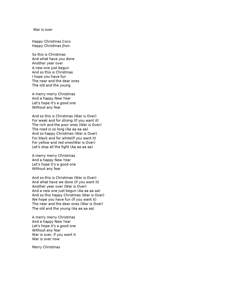 Happy Christmas Lyrics - John Lennon | PDF