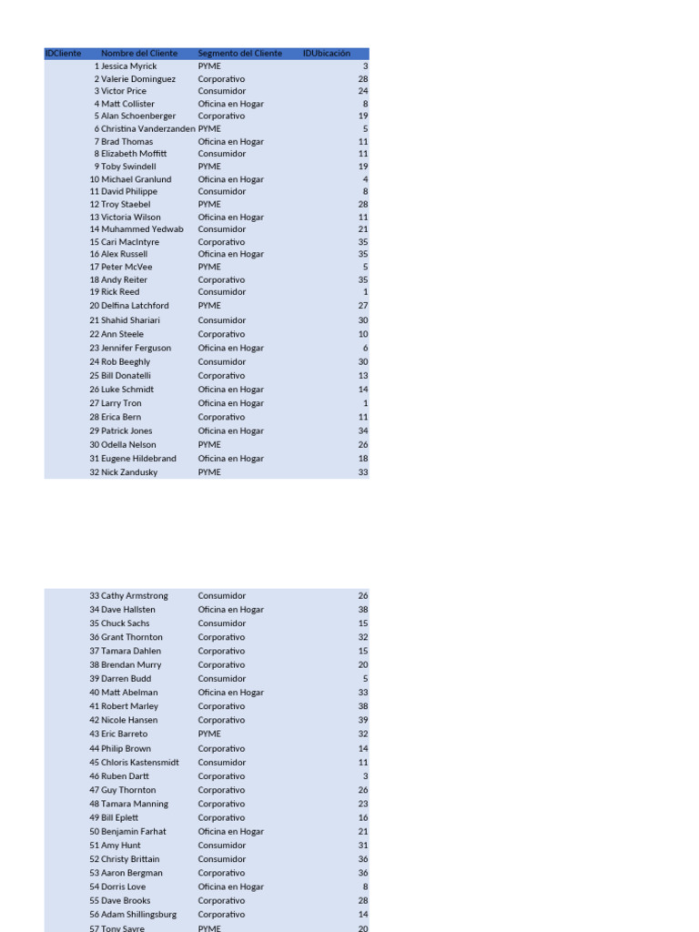 Lista de Clientes por Segmento y Ubicación | PDF