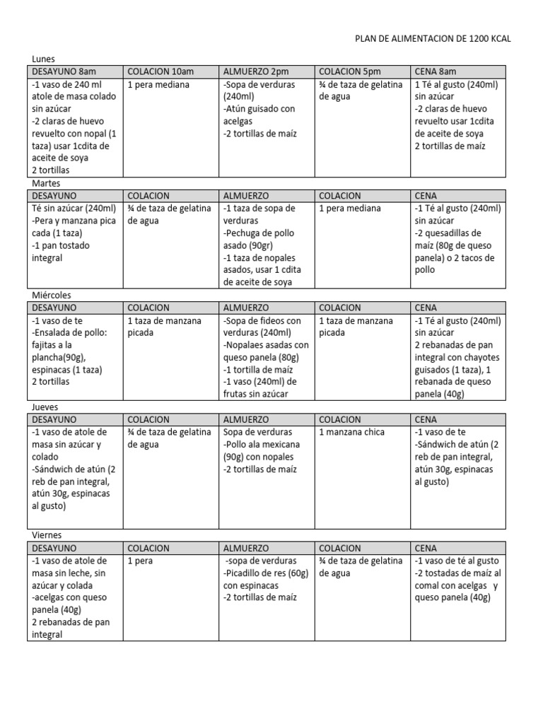 Plan de Alimentación Saludable | PDF | Maíz | Almuerzo
