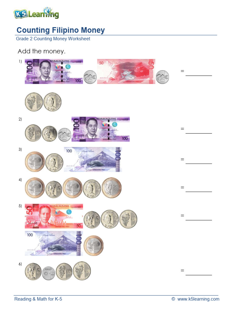 Grade 2 Peso Counting Worksheet | PDF