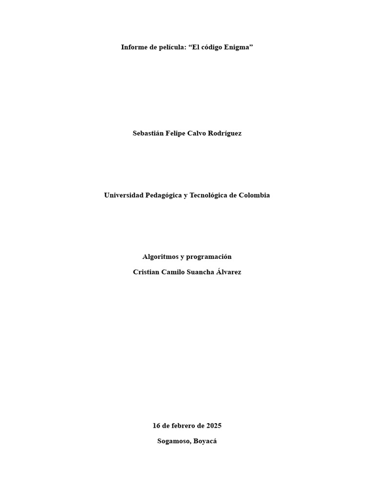 Informe - Codigo Enigma - Sebastian Calvo | PDF | Alan Turing | Ciencias de la Computación
