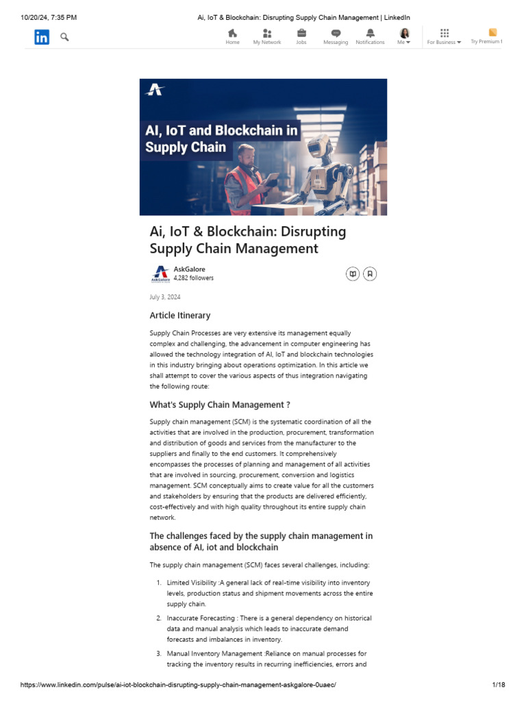 Article04 - AI IoT and Blockchain Disrupting Supply Chain Management ...