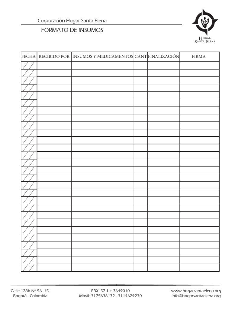 Formato de Insumos | PDF