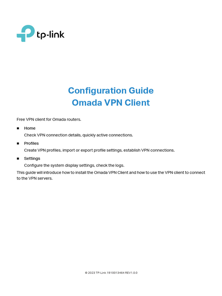 Omada VPN Client Configuraion Guide | PDF | Computer Network | Virtual Private Network