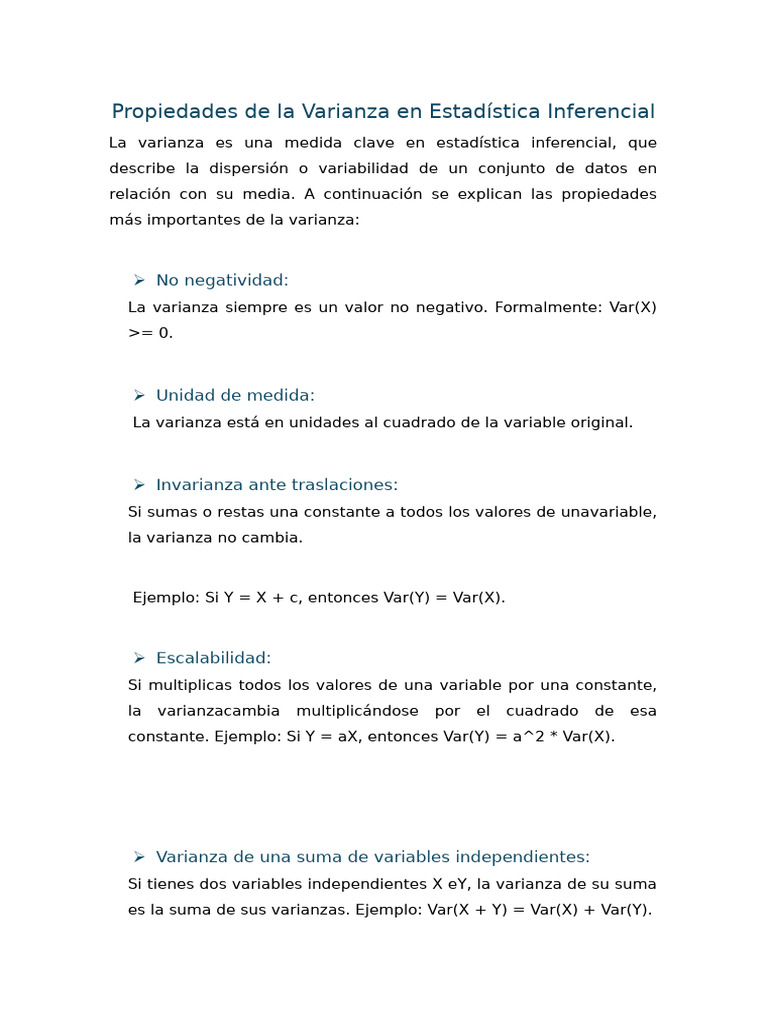 Propiedades de La Varianza | PDF