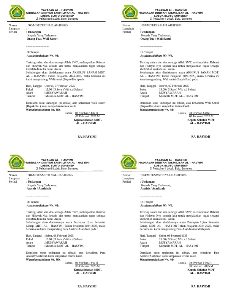 Undangan AKHIRUS SANAH 2024 | PDF