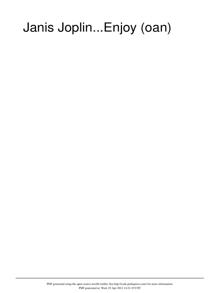 Janis Joplin...Enjoy | PDF