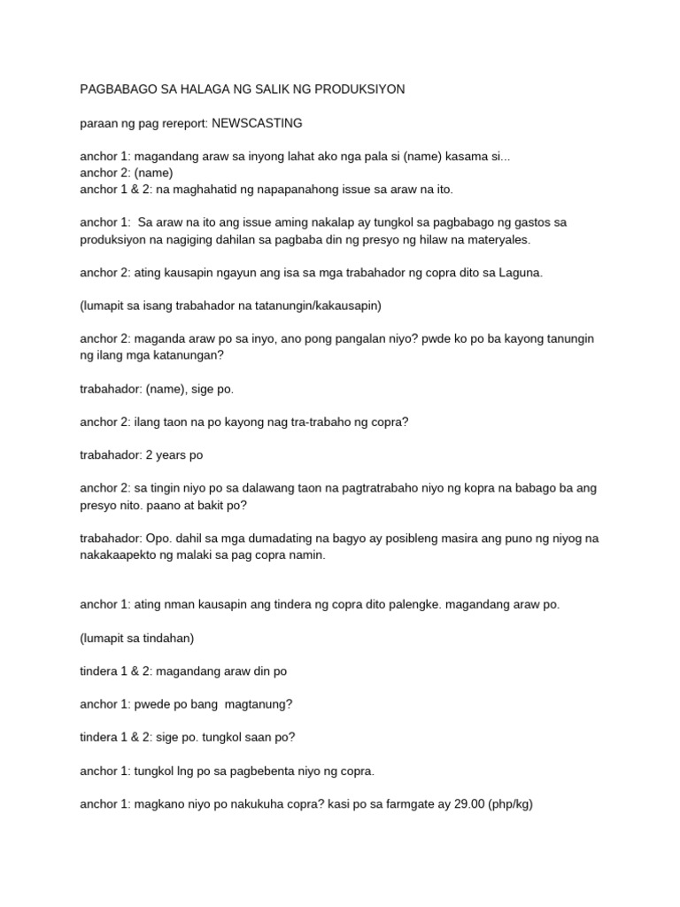 Pagbabago Sa Halaga NG Salik NG Produksiyon | PDF