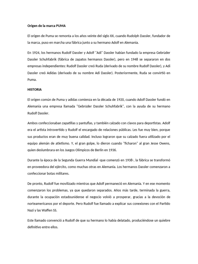 Origen de la marca PUMA y su historia | PDF | Pepsi