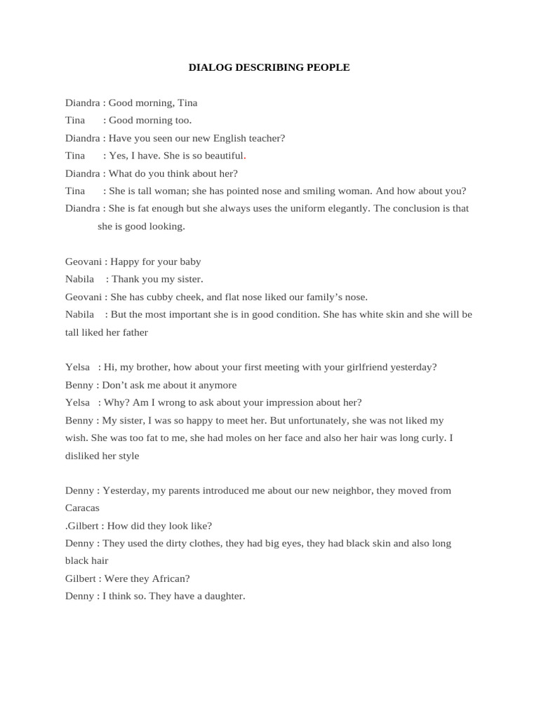 Dialog Describing People | PDF