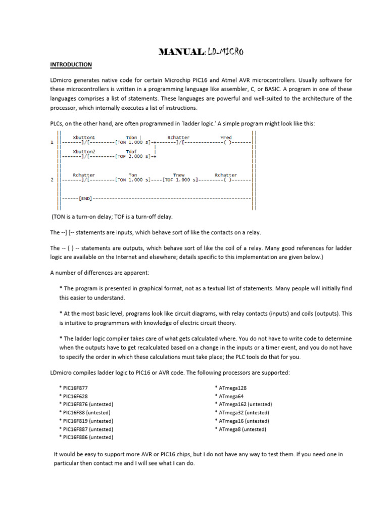 LDmicro: Ladder Logic Compiler for PIC/AVR | PDF | Analog To Digital ...