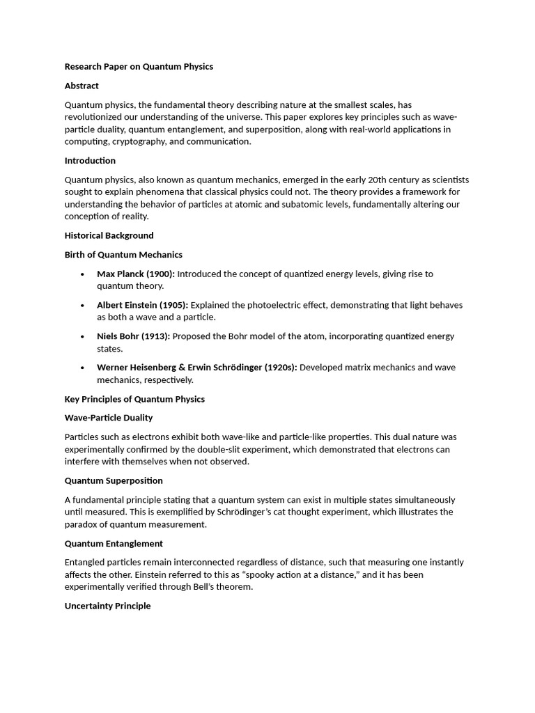 Quantum Physics for Researchers | PDF | Quantum Mechanics | Quantum ...