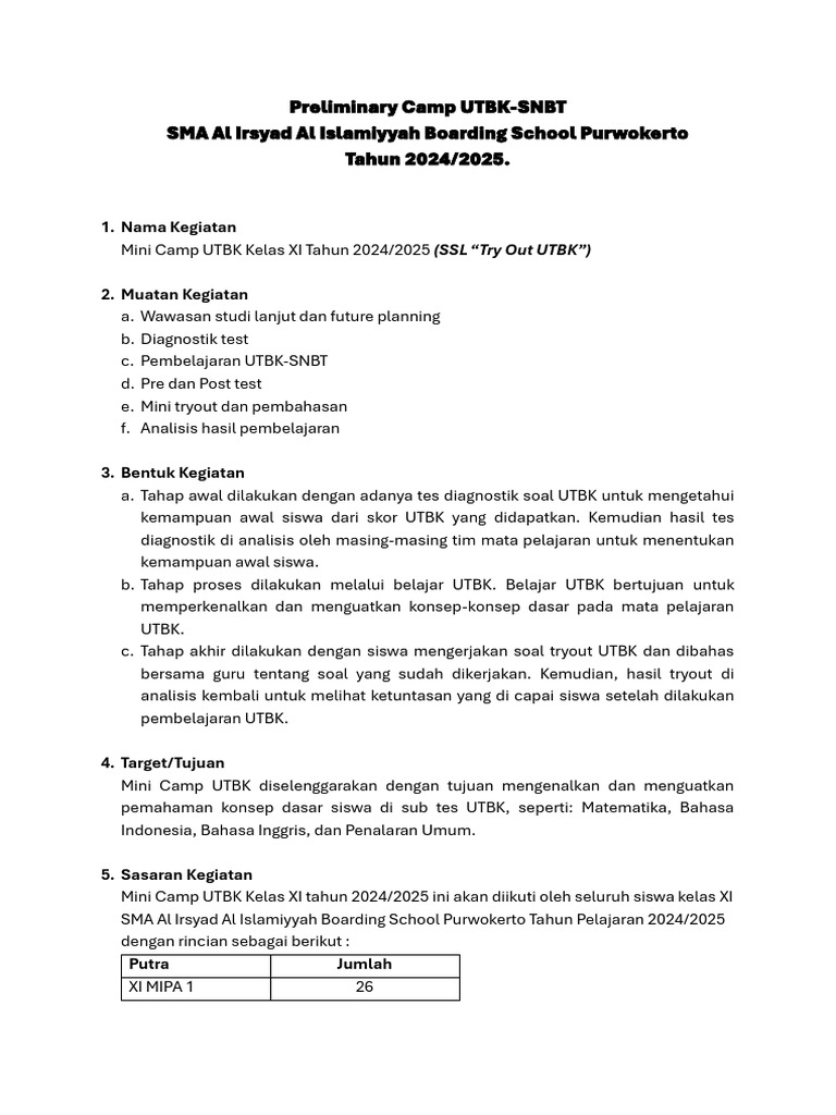 Preliminary Camp UTBK | PDF