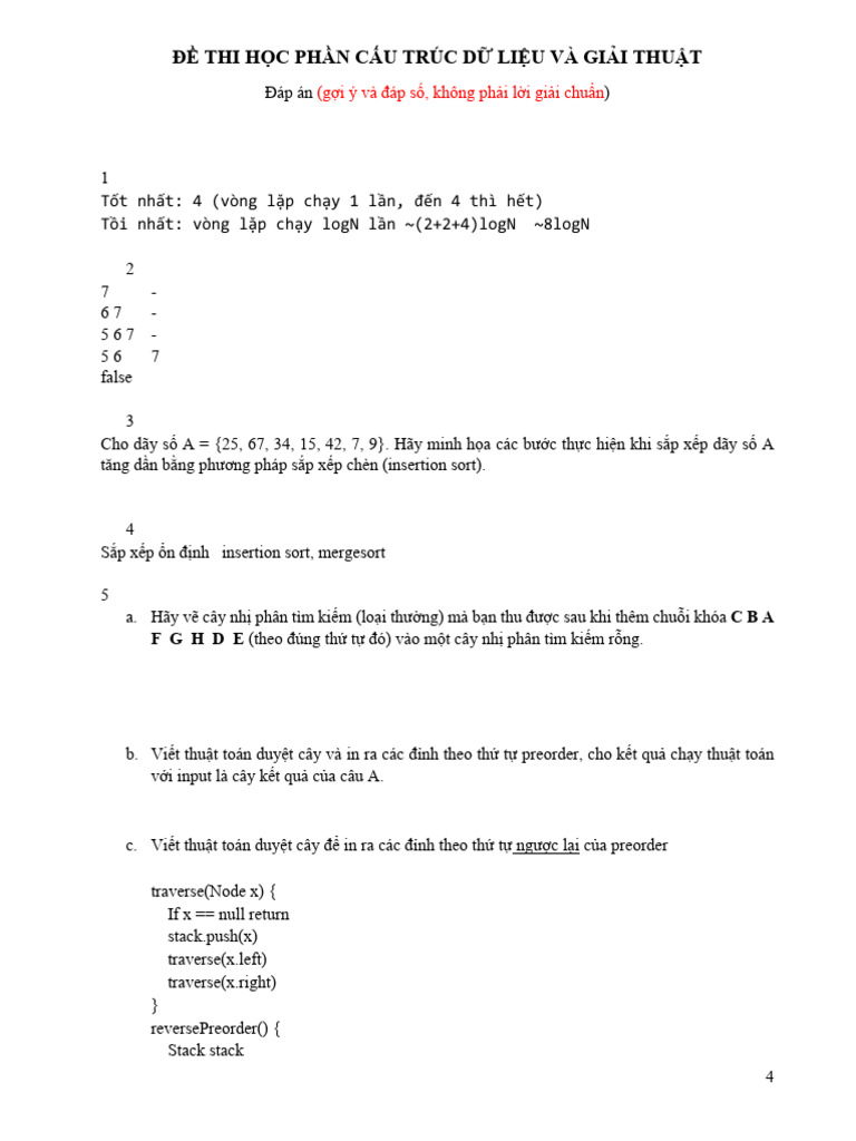 DSA FINAL 2022 Goi y Dap An | PDF