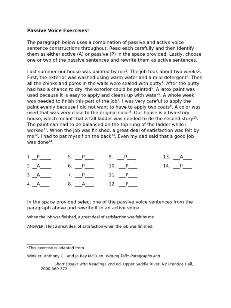Passive Voice Exercise and Rewrite Activity | PDF