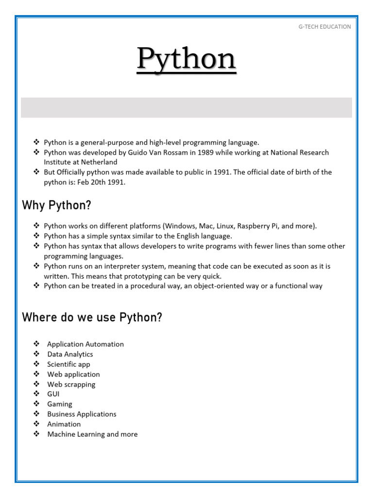 PYTHON Notes1 | PDF | Variable (Computer Science) | Reserved Word PYTHON Notes1 | PDF | Variable (Computer Science) | Reserved Word