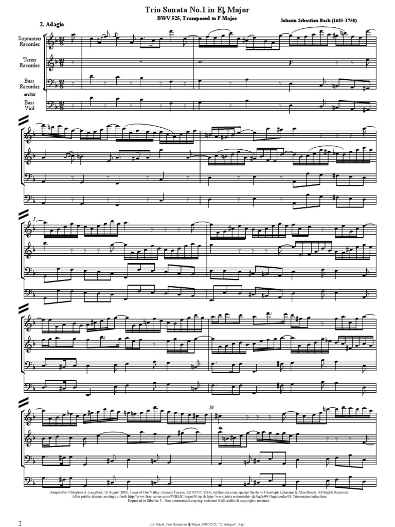 BWV 525 Adagio | PDF | Baroque Music | Compositions