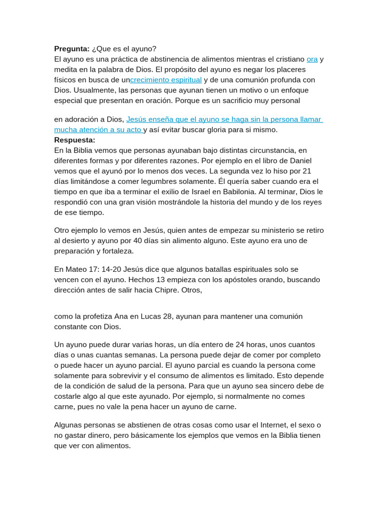 Ayuno Cristiano: Significado y Práctica | PDF | Rápido | Oración
