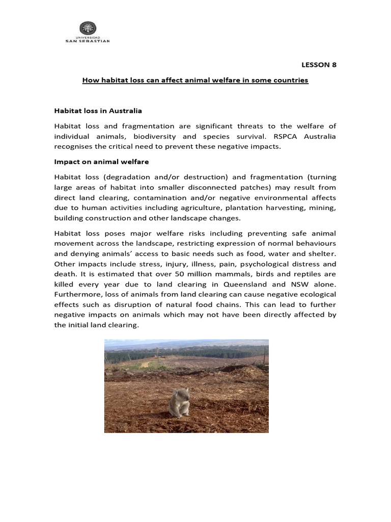 Habitat Loss and Animal Welfare Impact | PDF | Habitat Destruction ...