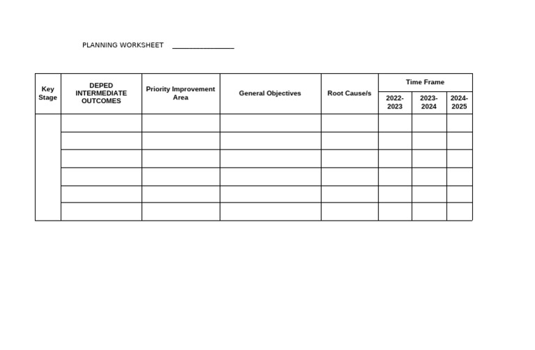 Planning Worksheet | PDF