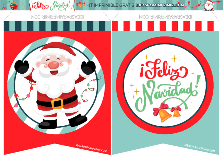 Banderines Feliz Navidad Papa Noel Kit Navidad para Imprimir Gratis | PDF