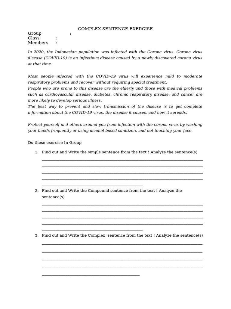 Complex Sentence Exercise | PDF