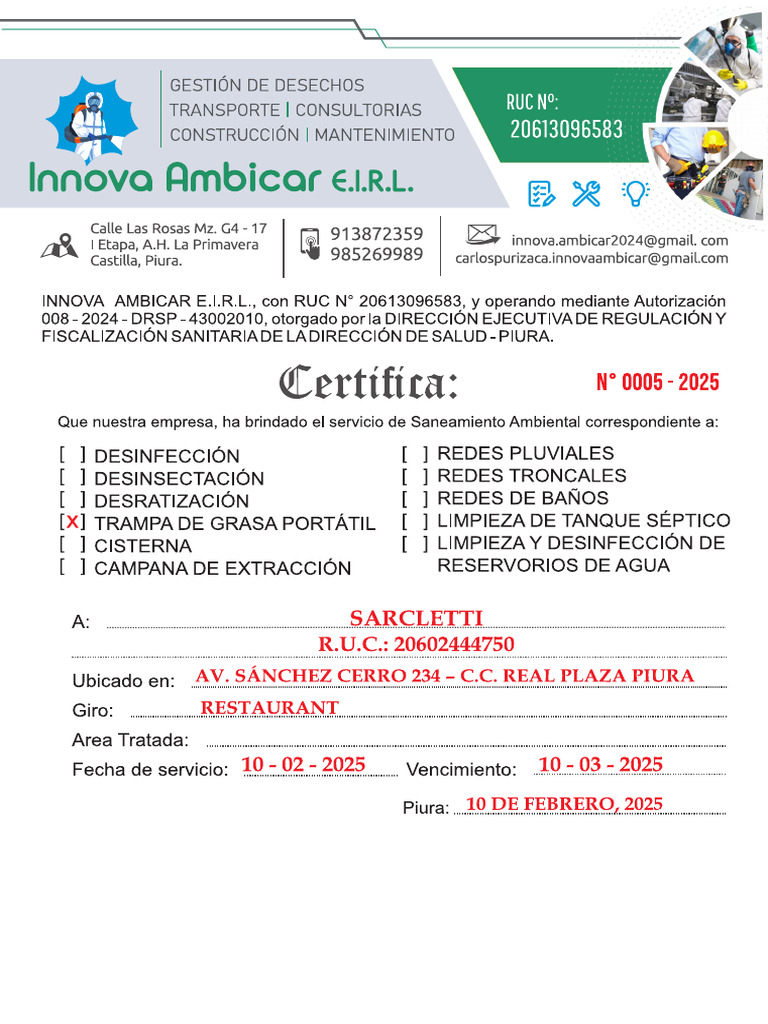 Certificado Innova Ambicar | PDF
