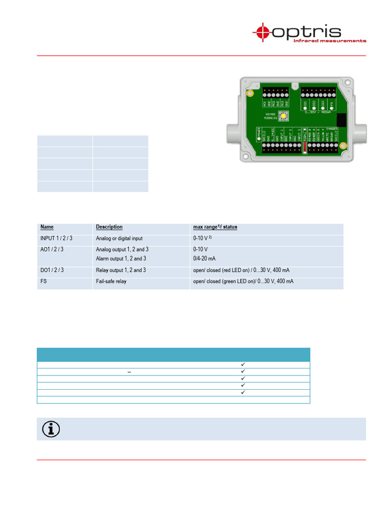 Industrial Process Interface For Optris Xi 80 - 410 - TN - 2021 08 A | PDF | Computing ...