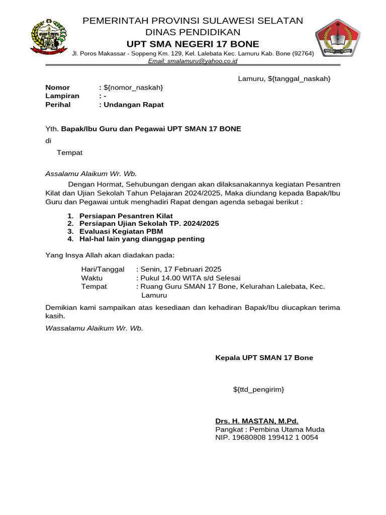 Surat Undangan Tte | PDF