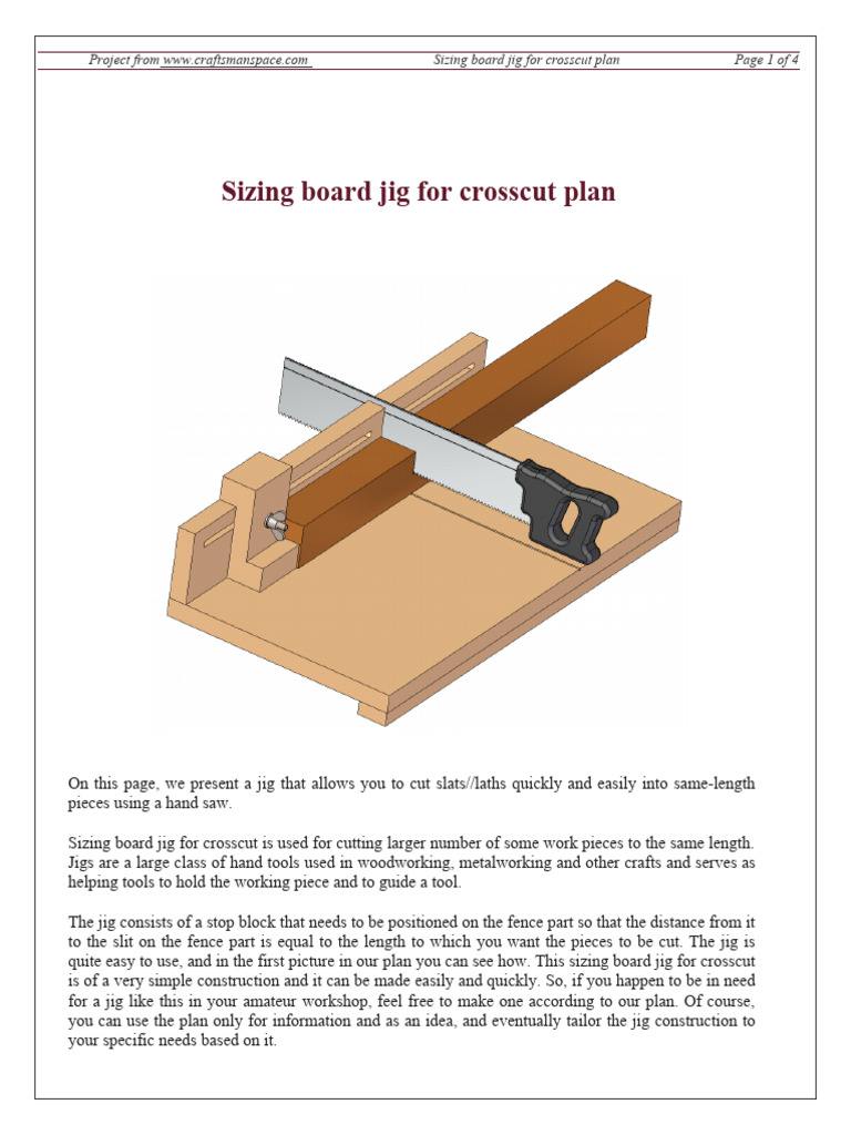 Sizing board jig for crosscut | PDF