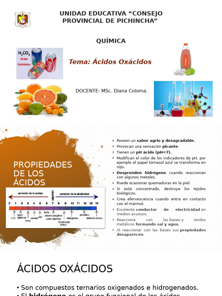 Propiedades y Nomenclatura de Ácidos Oxácidos | PDF | Gusto | Química