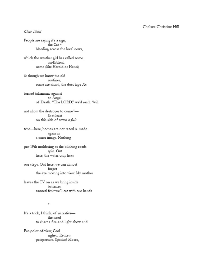 Chelsea Hill_Close Third (Poem 1) | PDF