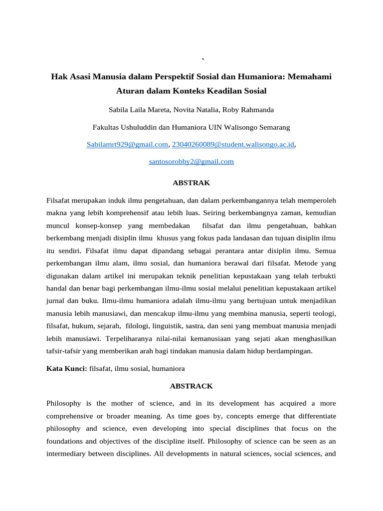 ATURAN ILMU SOSIAL DAN ILMU HUMANIORA | PDF