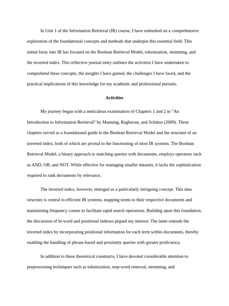 CS 3308 Learning Journal Unit 1 | PDF | Information Retrieval | Learning