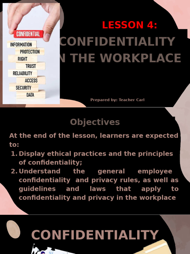 Lesson 4 - Confidentiality in The Workplace | PDF | Confidentiality ...